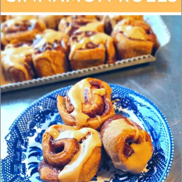 Mini Sourdough Cinnamon Rolls with Caramel Cream Cheese Drizzle ...